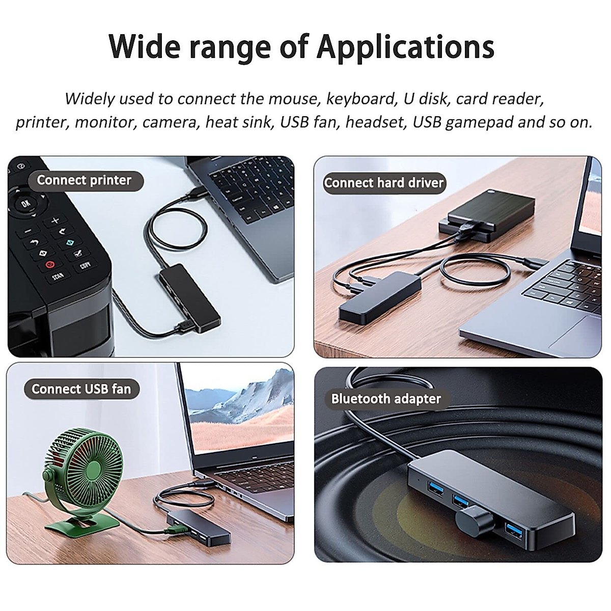 Ankky USB C Hub, USB Hub 3.0, USB C Dock, USB C to USB Extender with 4 USB Ports USB C Splitter for MacBook, Mac Pro/Mini, iMac, Ps4, PS5, Surface Pro,Flash Drive, Samsung
