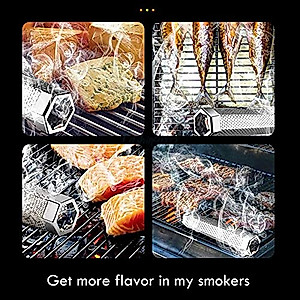 WSNM Pellet Smoker Tube,12Inch Stainless Steel BBQ Wood Smoker Tube for 5 Hours of Billowing Smoke, Pellet Smoker Tube for All Grill or Smoker, Hot or Cold Smoking, Clean Brush and Hooks