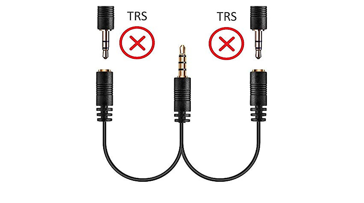 1 TRRS to 2 TRRS Adapter for Headphones & Mic