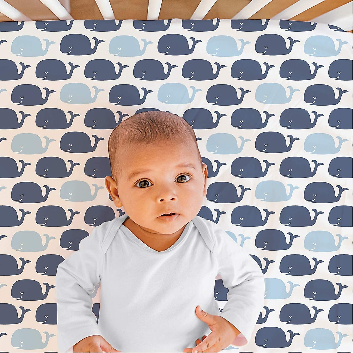 The Peanutshell 7 Piece Baby Nursery Set for Boys or Girls - Newborn, Infant & Toddler Nursery Bedding Set Decor with Crib Bedding Comforter, 5 Crib Sheets, and Skirt - Nautical