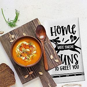 Homythe Dog Mom Gifts for Women, Black Dog Decor for Dog Lovers, 2 Pack Waffle Weave Kitchen Towels, Funny Dog Dish Towels, Farmhouse Tea Towels - Cute Birthday Christmas Housewarming Gift