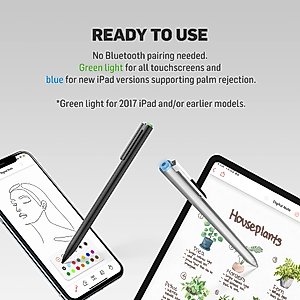 Adonit Dash 4, Multi-Device Stylus for iPad and Touchscreen, Duo Mode Active Digital Pencil with Palm Rejection, Compatible with iPad, iPhone, Android, and More- Graphite Black