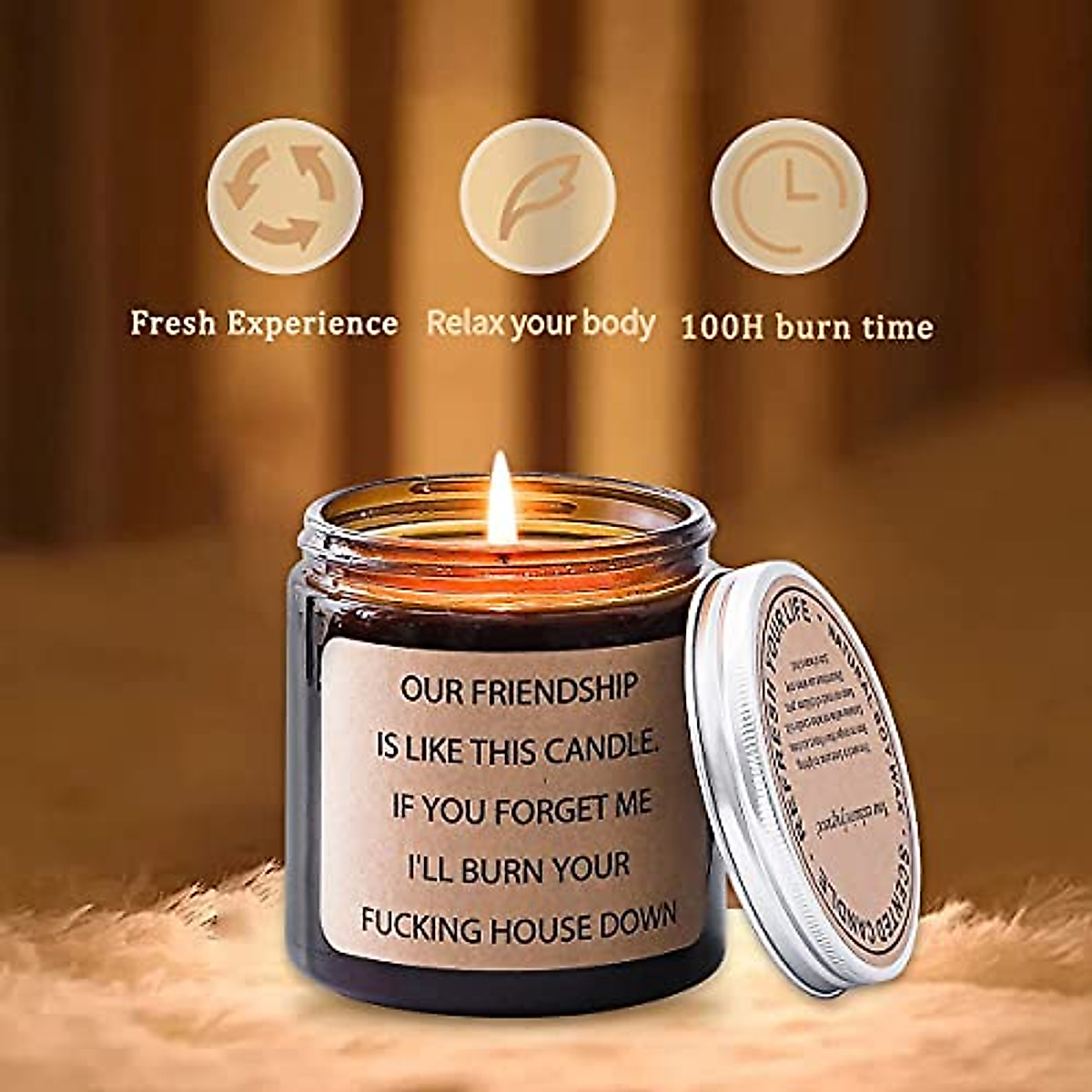 PMCDS2G Scented Candles Best Gift for Men & Women Birthday 14oz 100hour Long Burn Time Lavender Fragrance (Our Friendship is Like This Candle. IF You Forget ME I'll Burn Your FXXKING House Down.)