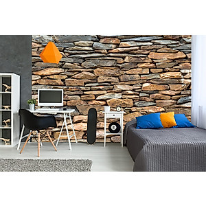 GREAT ART Large Photo Wallpaper – Shale Stonewall – Photo Decoration Stones Optic Mural Rocks Walls Rustic Stone Industrial Design Look Wall Decor Image Decor Wall Mural (132.3x93.7in - 336x238cm)