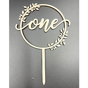 Wooden Gold One 1st Cake Topper New Borth Age Happy Birthday Cake Decorations First Anniversary Double Face