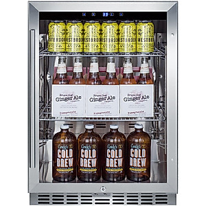 Summit SCR611GLOS 24 Commercial Outdoor Beverage Center with 5 cu. ft. Capacity Automatic Defrost Glass Door LED Lighting Reversible Door in Stainless Steel