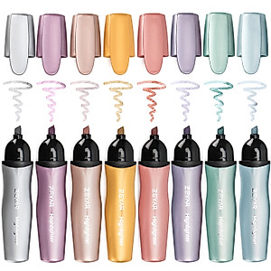 ZEYAR Aesthetic Highlighter Pen, Mystic Gems Colors, Chisel Tip Marker Pen, Water Based, No Bleed Dry Fast Easy to Hold, for Bible Study Notes School Office (8 Mystic Colors)