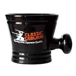 Classic Samurai Men's Shaving Set with Stainless Steel Professional Barber Straight Razor Shavette with Pure Badger Shaving Brush, Arko Stick Soap and Porcelain Mug