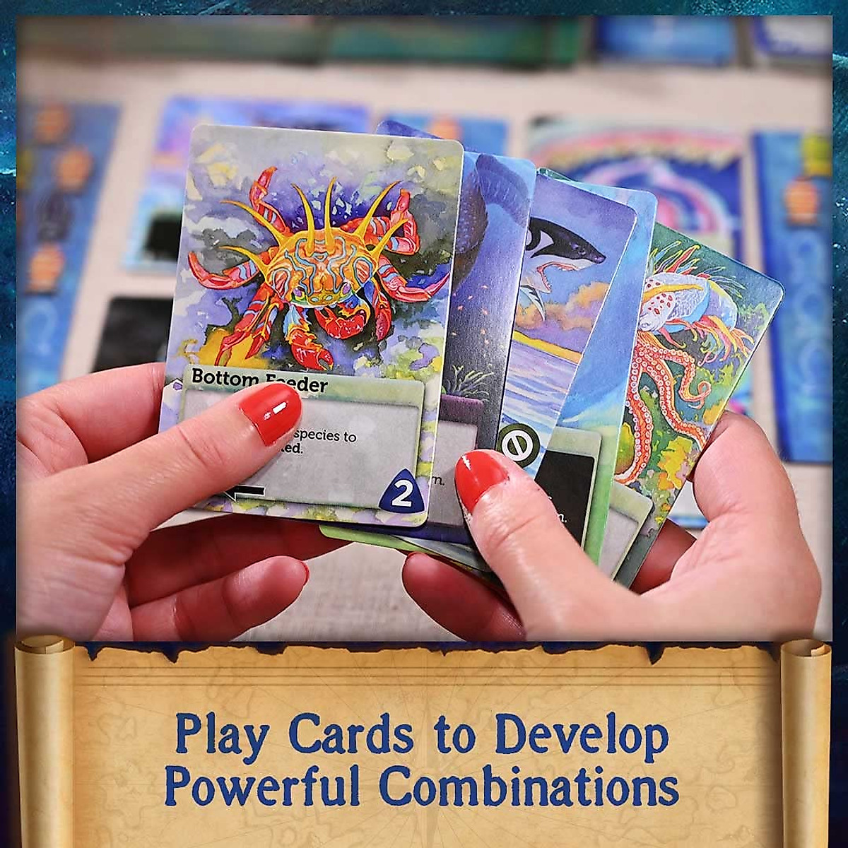 Northstar Game Studio Oceans Board Game | Beautiful Strategy Game for Adults, Teens & Families | Create Aquatic Species in This Ecosystem Game | 2-4 Players, 90 mins, Age 12+