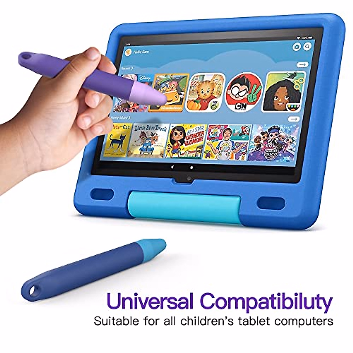 Kid-Friendly Stylus Pens for Touch Screens,Tablet Stylus Pen 2 Pack of Purple Blue Stylus Universal Touch Screen Capacitive Stylus Compatible with Kindle ipad iPhone