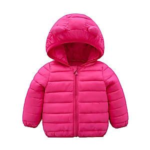 CECORC Winter Coats for Kids with Hoods Light Puffer Jacket for Girls | Baby, Infants, Toddlers, 2T,Rose