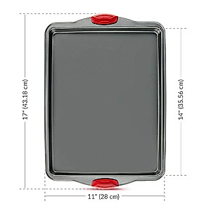 Nonstick Baking Sheet Tray Set of 3 - These Cookie Sheet Pans are Non-toxic, Dent, Warp, and Rust Resistant. Made with Heavy Gauge Carbon Steel for Oven Baking Sheets.