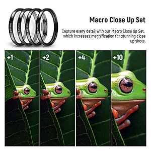 NEEWER 67mm ND/CPL/UV/FLD/Close Up Filter and Lens Accessories Kit with ND2 ND4 ND8, Close Up Filters(+1/+2/+4/+10), Tulip Lens Hood, Collapsible Rubber Lens Hood, Lens Cap, Filter Pouch