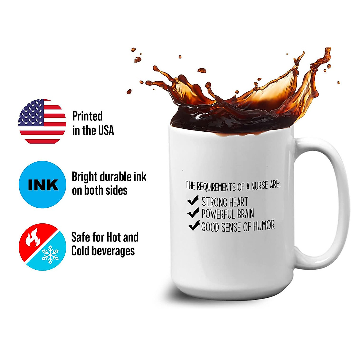 Bubble Hugs Nurse Coffee Mug 15oz White - The Requirements - Labor Clinical Certified Nursing Assistant Surgical Emergency Oncology Practitioner