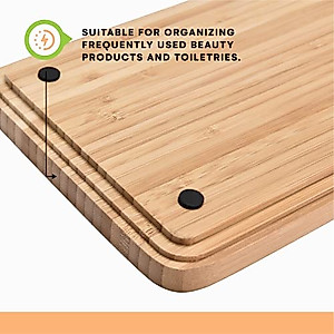 Bamboo Vanity Tray - Bathroom Decor Organizer for Counter - Modern Home Decor Organization Set for Soap Dispenser Candle Jewellery Perfume - 12in x 6in