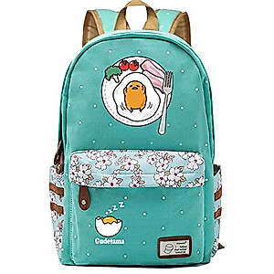 Duuloon Students Casual Classic Basic Lightweight Backpack Gudetama Canvas Travel Backpack School Bookbag
