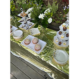 Party Chic 50 Count 7” Inch White and Gold Paper Plates Fancy Paper Plate Dessert Plates New Years Disposable Plates 50th Anniversary Thanksgiving Christmas Holiday