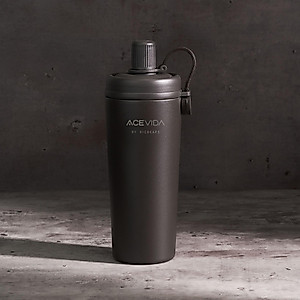 ACEVIDA 28oz Stainless Steel Double Insulated Tumbler with Ceramic Coating Inside, Magnet Design to Attract the Lid, Leakproof, Silicone Top Straw, Silicone Carry Loop, Fit in Cup Holder (Black)