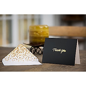 100 Thank You Cards with Envelopes | Thank You Notes, Black & Gold Foil | Blank Cards with Envelopes | For Business, Wedding, Graduation, Baby Bridal Shower, Funeral, Professional Thank You Cards Bulk