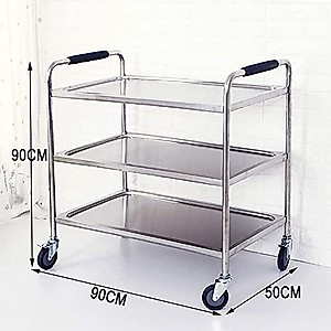 3 Tier Medical Equipment Cart with Brake Universal Wheel, Hotel Dining Cart, Beauty Salon SPA Rolling Trolley, 90cm Hieght