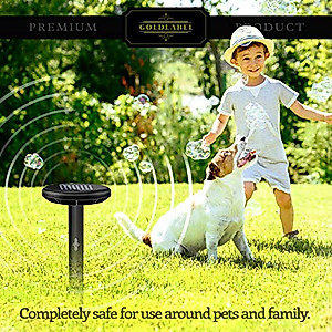 Gold Label Premium Waterproof Ultrasonic Solar Animal Repellent | Long Lasting Humane Solar Pest Control Spikes for Groundhog, Gopher, Vole, Mole, Snake, Chipmunk, Raccoon, Squirrel, Mice | 6 Pack