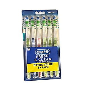 Oral-B Toothbrushes Fresh & Clean Medium 6 Count, 6 Count