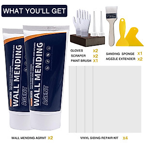 Feesrivers Drywall Patch Kits, Wall Mending Agent with Scraper and Brush, Wall Patch Repair Kit-Quick and Easy Solution for Repair Wall Surface Hole Scratch and Cracks.(2 Pack)