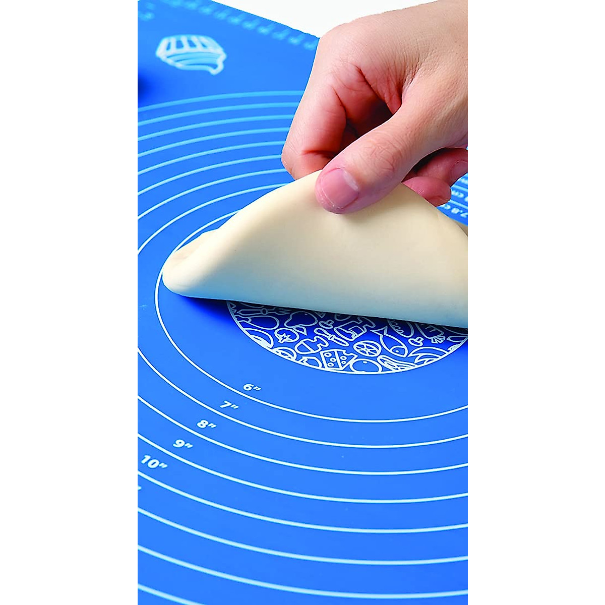 Silicone Baking Mat with Measurements - |Non Slip Non Stick| Pastry Rolling,Counter Mat,Dough Rolling Mat,Oven Liner,Fondant/Pie Crust Mat (25" x 18 ", blue)