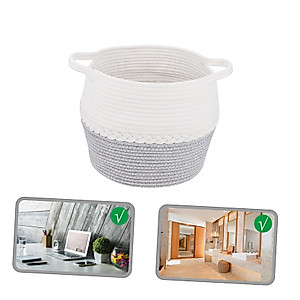 VILLFUL 1pc Rope Storage Basket Decorative Storage Bins Weave Basket Round Laundry Basket Large Storage Bin Woven Hamper Blanket Holder Storage Baskets Lovely Storage Holder Cotton Rope