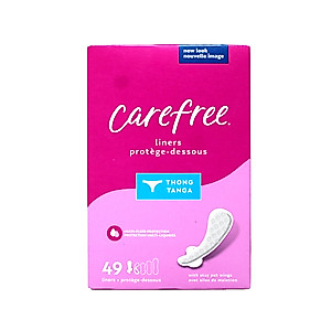 Carefree Thong Pantiliners, Regular Protection, Unscented, 196 Pantiliners (4 X 49 Count Boxes)