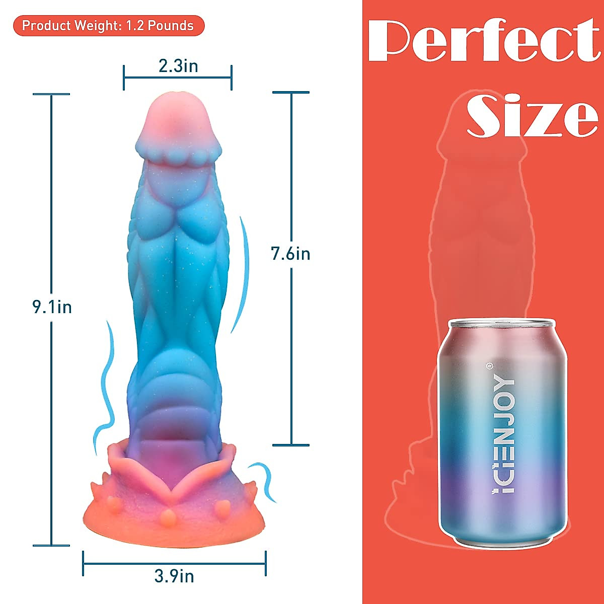 9.1" Fantasy Dildo Dragon Monster Dildo Animal Alien Dildo with Multi-Texture, Knot Dog Dildo Glow in The Dark Huge Anal Dildo with Strong Suction Cup, Luminous Adult Toys for Women Men
