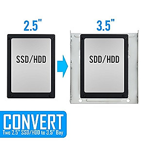 Kingwin SSD Hard Drive Mounting Kit Internal, Convert Any 2 x 2.5” Solid State Drive/HDD Into a 3.5 Inch Drive Bay. Mounting Screws Included, Quick and Easy Installation [HDM-225]
