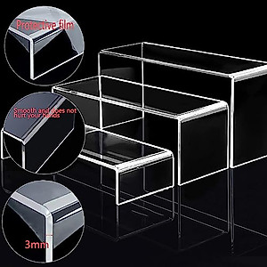 Acrylic Risers For Display,Rectangle Acrylic Risers Display Stand,6 Pc clear Acrylic Display Risers, For Food Parties Buffet Risers Puppet Collectible Display And Perfume Shelf Acrylic Organizers