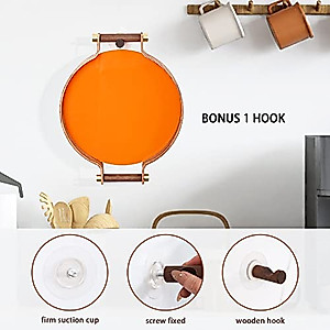 DalimFun Reversible Glass Serving Tray with Wooden Handles for Coffee Table, Vanity, Jewerly, Perfume and Make up Decorative Tray, Orange