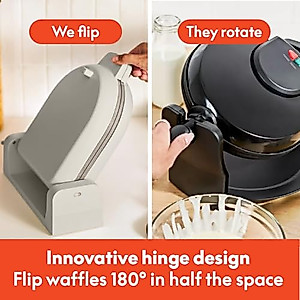 bella Flip-n-Store Waffle Maker with EverGood™ Ceramic Nonstick Coating, Fits-anywhere™ Kitchenware, Power Indicator Light, Cool Touch Handle & Cord Wrap, 7” Wide & 1" Deep Plates, 1000 Watt, Oatmilk