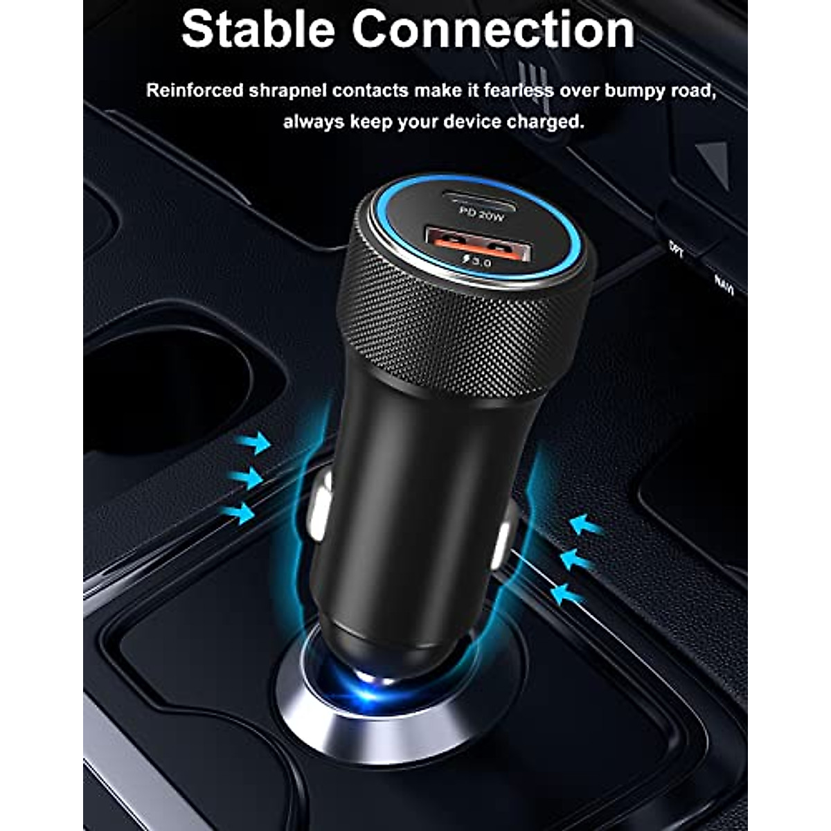 USB C Car Charger 2-Pack, Eversame 36W PD3.0 & QC3.0 Dual USB Fast Car Charger Adapter for Samsung Galaxy S22/S21/Google Pixel 6/iPhone 14/14 Pro Max/14 Pro/14 Plus/13/12/iPad Pro-6FT C-C Cable-Black