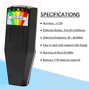 LED Magnetic Field Detector Ghost Hunting Paranormal Equipment Tester Portable Counter (Black, 1 PC)