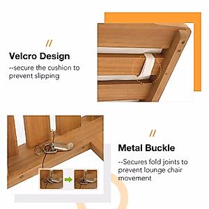 Patiorama Patio Acacia Wood Chaise Lounge Set of 2, Outdoor Folding Lounge Chair Recliner w/Adjustable Backrest, Wheels, Padded Cushion, Portable Sun Lounger Pool Chair for Deck, FSC Certified, Cream