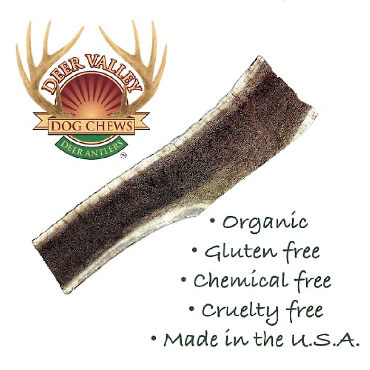 Deer Valley Dog Chews - Single Split Antler Chews (Large Size, 6-8 Inches Long) All Natural Dental Treat for Teething and Chewing - Premium Grade, Naturally Shed, USA (Single)