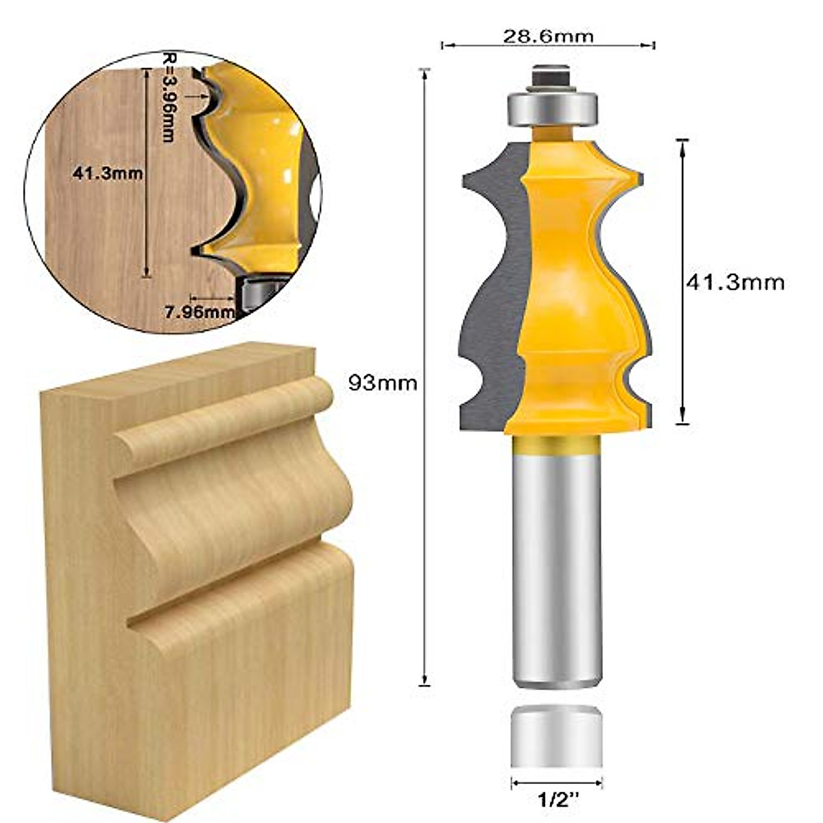 LEATBUY 10 PCS Architectural Molding Router Bit Set 1/2-Inch Shank, Corner Rounding Edge-forming Roundover Beading Router Bit Sets, Carbide CNC Woodworking Milling Tools(1/2-10 Line)