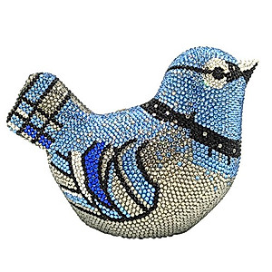 Elegant Evening Bags For Womens Clutches Purse Chain Wallet Handbags Crystal Party Bird Blue