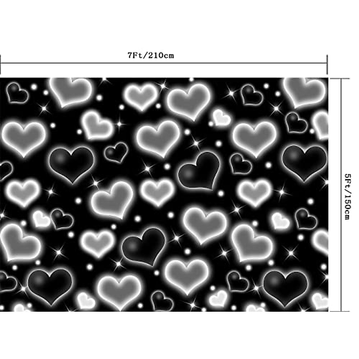 CapiSco Black Heart Photo Backdrop Early 2000s 90s Birthday Homies Party Banner Decorations Valentine's Day Glitter Heart 18th 30th Women Men Happy Birthday Background for Photoshoot 7x5FT SCO476A