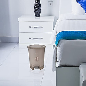 Cabilock Foot Step on Trash Bucket Household Large Capability Garbage Can Floor Waste Rubbish Recycle Basket for Home Kitchen Office Bedroom Grey 5L