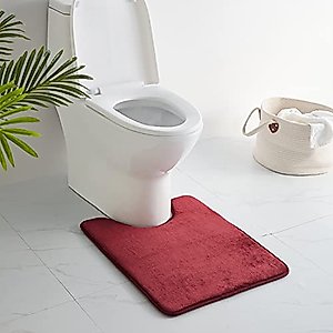 Sweet Home Collection Bathroom Rugs Memory Foam Bath or Shower Mat Slip Resistant Extra Absorbent Soft Fluffy Non Skid Rectangle, 20" x 24" Contour, Burgundy Red (Pack of 12)
