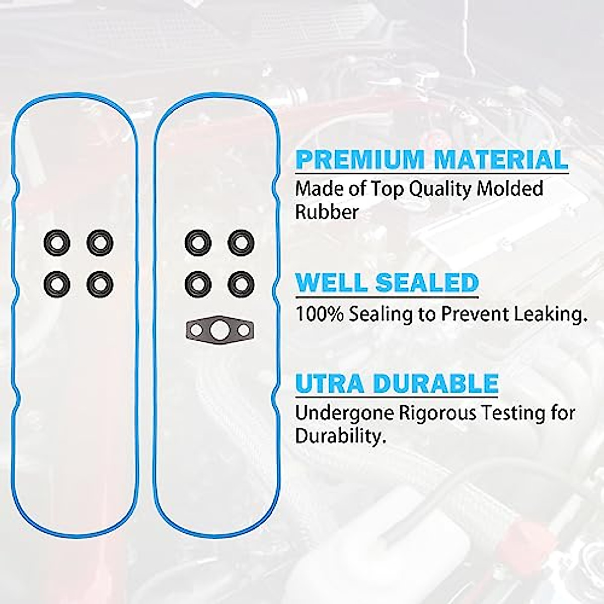 Valve Cover Gasket Set - Compatible with 4.8L 5.3L 6.0L 6.2L Chevy Silverado, Suburban, Tahoe, Trailblazer, GMC Sierra, Yukon, Envoy, Cadillac Escalade - Replace 12637683 VS50504R1