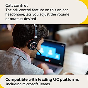 Jabra Evolve 65 SE Link380a MS Stereo- Bluetooth Headset with Noise-Cancelling Microphone, Long-Lasting Battery and Dual Connectivity - Works with All Other Platforms - Black