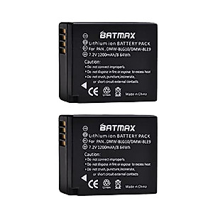 Batmax 2pcs DMW-BLE9 DMW-BLG10 Battery + LED Built-in USB Dual Charger for Panasonic DMW-BLG10E; Lumix DC-ZS70, DMC-GX80, DMC-GX85, DMC-ZS60, DMC-ZS100, DMC-GF6, DMC-GX7K, DMC-LX100K Digital Camera