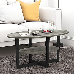 Furinno Coffee Table, 1-Pack, French Oak Grey/Black
