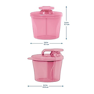Dr. Brown's Baby Formula Dispenser with Snap-On Lid for On-The-Go Feedings,Milk Powder Dispenser for Traveling with Infant,Pink Pack of 2