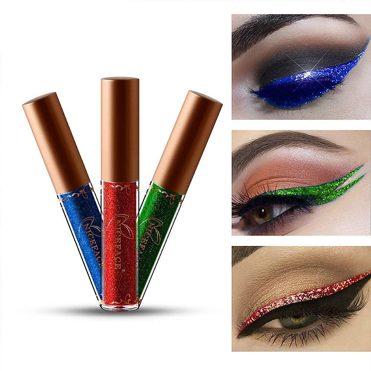 12 Colors Glitter Diamond Eyeliner Liquid Shining Metallic Eyeliner Eye Makeup (Blue#01)